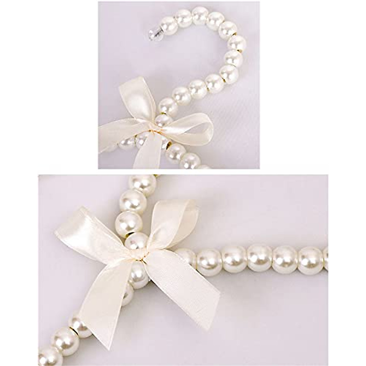 Aimeely 10PCS Pearl Beaded Clothes Rack Large Bowknot Wedding Shop Daily Pants Hangers 1#