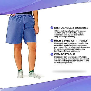 AMZ Medical Supply Disposable Boxer Shorts Unisize. Pack of 10 Dark Blue Disposable Shorts Medical with Elastic Waist, No Pockets. Breathable PP Disposable Exam Shorts Medical for Massage, Hospital