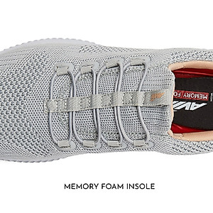 Avia Air Slip On Shoes for Women - Casual Comfortable Athletic Tennis Walking Sneakers for Women with Memory Foam - Silver Grey, 8 Medium