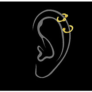 Ritastephens 14k Solid Gold Eyebrow Nipple Circular Barbell HorseShoe Body Jewelry