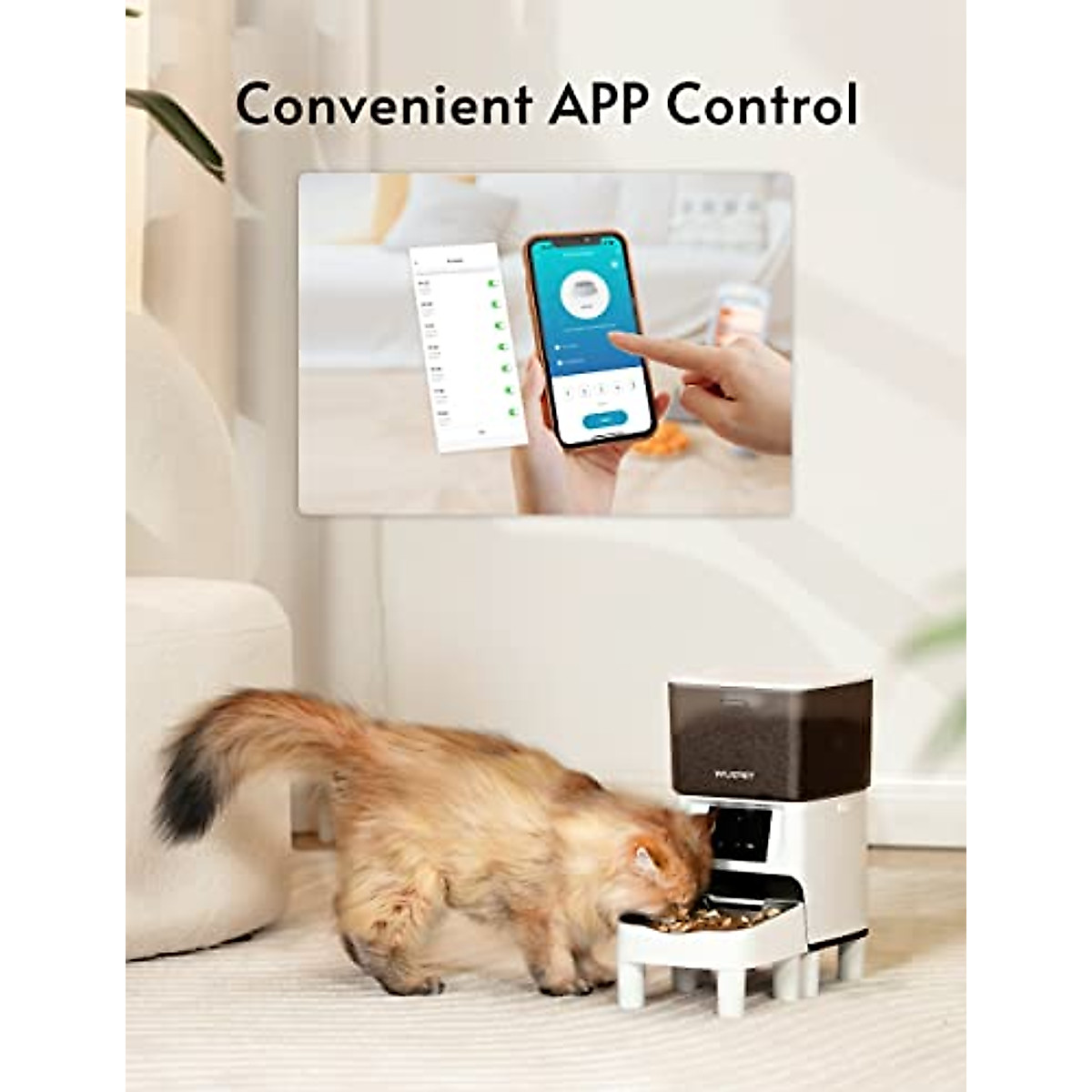 WUIPET Elevated Automatic Cat Feeders - WiFi Enabled Smart Pet Feeder with APP Control for Cats and Dogs - 17 Cups Height Adjustable Pet Dry Food Dispenser with Voice Recorder Up to 10 Meals Per Day