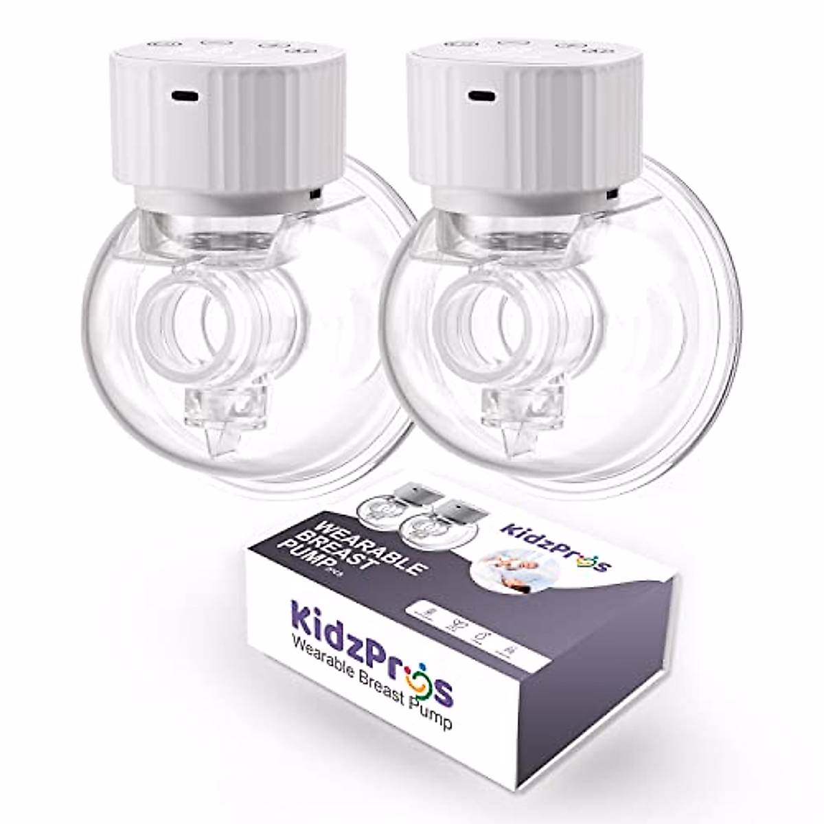 KidzPros Double Wearable Breast Pump, Hands Free Breast Pump, Portable Electric Breast Pump, 3 Modes & 9 Levels, LCD Touch Screen Display, Wearable Milk Extractor, BPA Free Breastfeeding (2pcs)