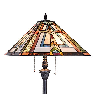 Thatyears Tiffany Floor Lamp 2-Light 16" Wide Mission Antique Style Stained Glass Lampshade for Living Room Bedroom