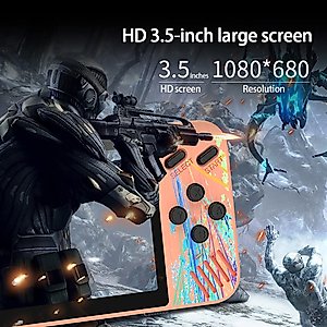 Handheld Game Console, Retro Game Console Built-in 800+ Classic Games, 3.5-inch Portable Game Console, AV Output Video Game Console Screen HD Screen Hand Held Games Gifts for Kids and Adults (Pink)