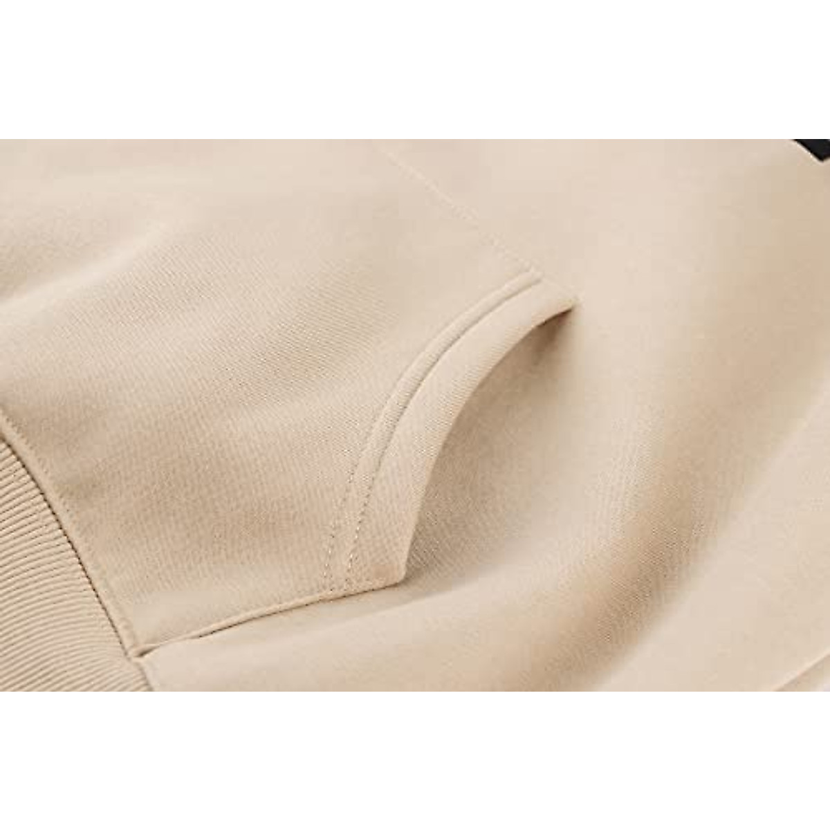 Lauweion Women Solid Basic Fleece Letter Loose Hoodie Sweatshirt Long Sleeve Kangaroo Pocket Drop Shoulder Pullovers Top Apricot