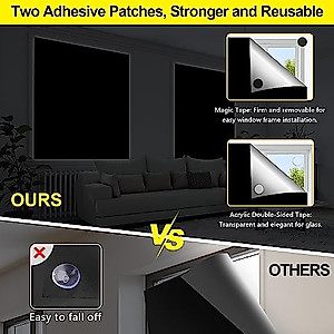 FADOTY 100% Blackout Curtains for Bedroom 118" x 57" Portable Blackout Shades No Drill Travel Blackout Blinds Sunblock Window Cover Black Out Curtains for Nursery Dorm Room Windows