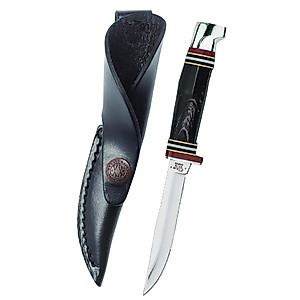 Case WR XX Pocket Knife Buffalo Horn Hunter (Bhmfinn SS) W/Leather Sheath Item #17916 - (Bhmfinn SS) - Length: 6 1/4 Overall Inches