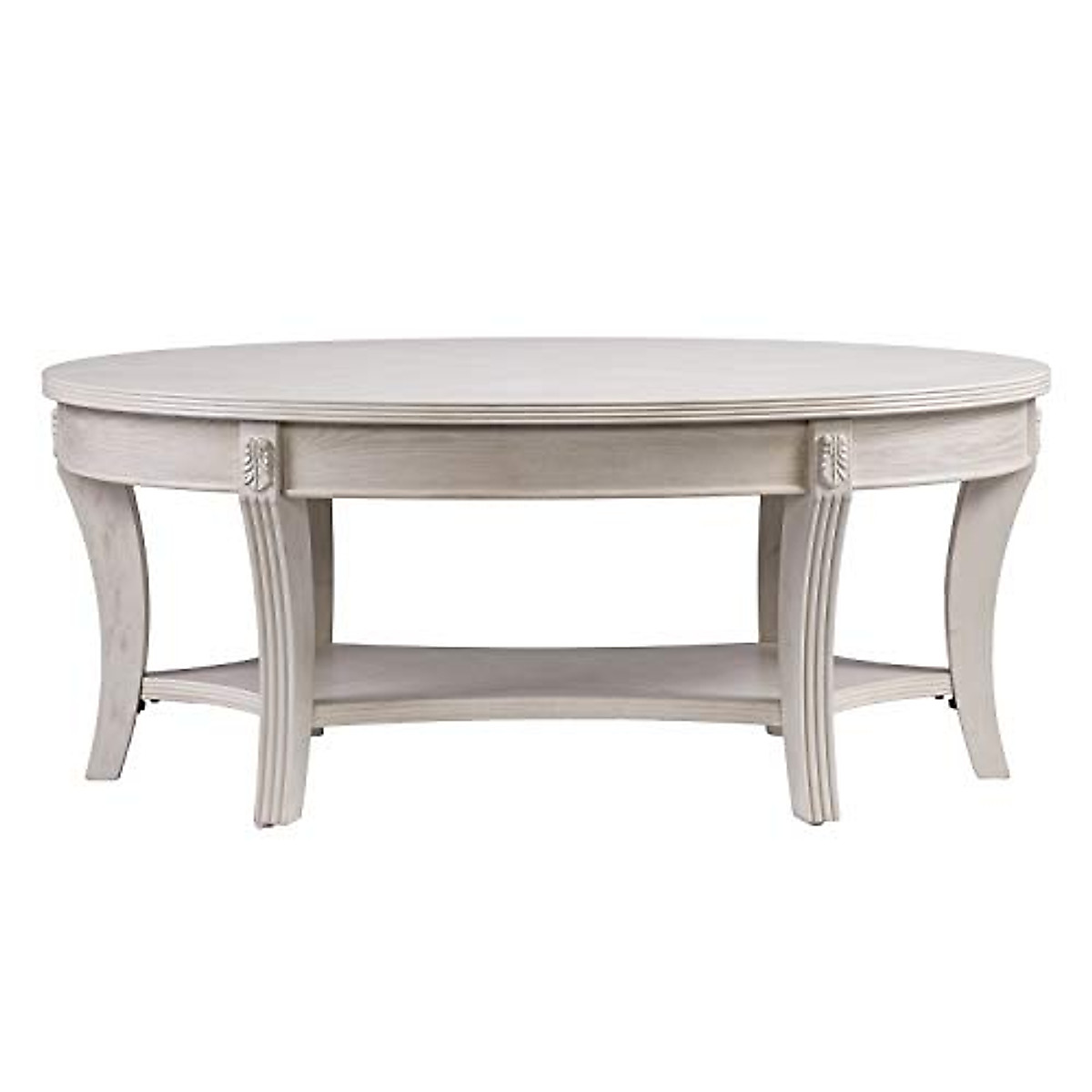SEI Furniture Laverly Traditional Oval Coffee Table, Distressed Whitewash