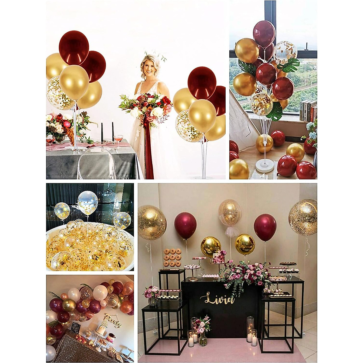 Graduation Decorations Maroon Gold 2024/Burgundy Gold Graduation Party Decorations/Burgundy Gold White Balloons 40pcs ASU/FSU Fall Bridal Shower Wedding/Fall Burgundy Birthday Decorations Women