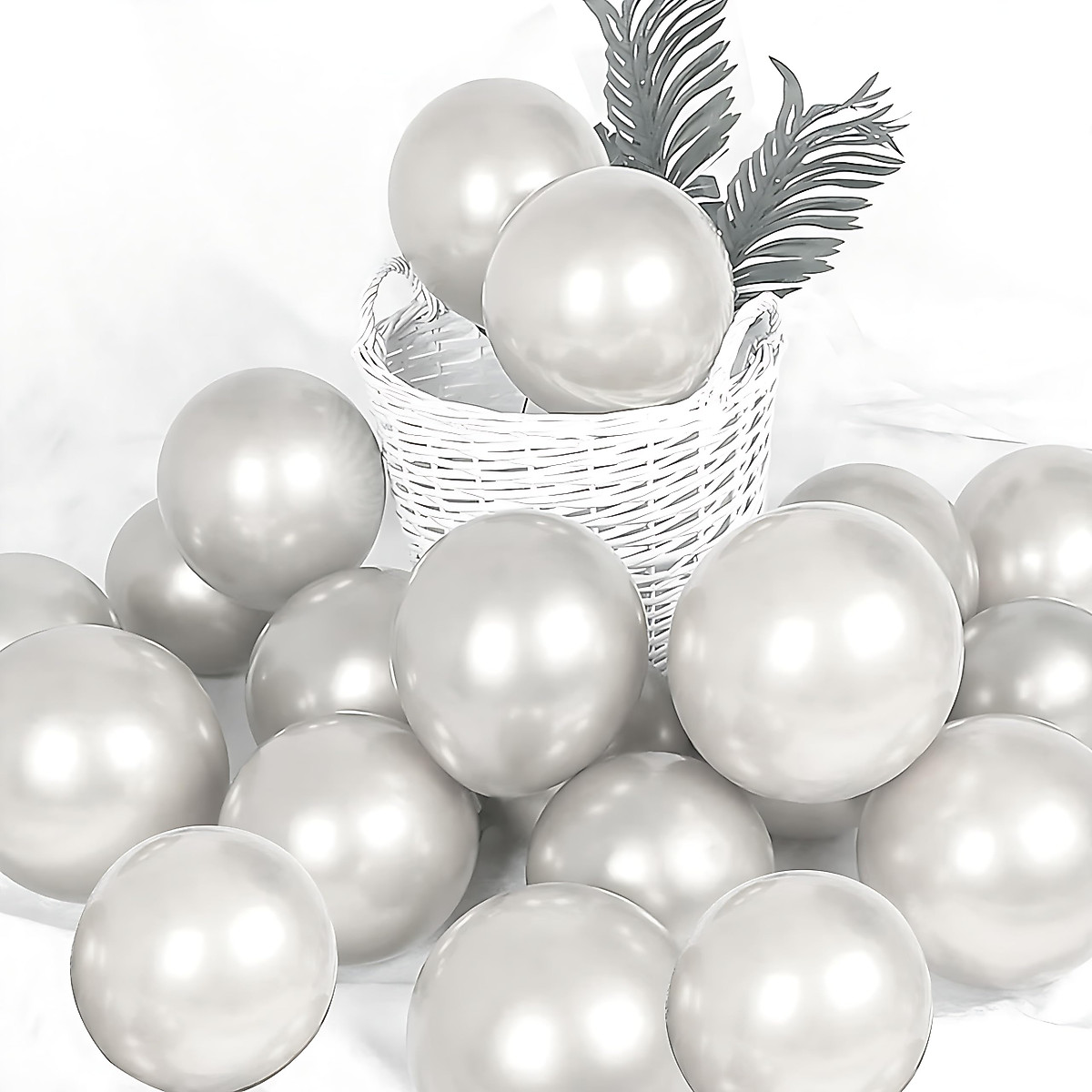 XIKSXITN Metallic Silver Balloons Small Mini Metallic Balloons Helium Balloons for Party Decorative, Pack of 100