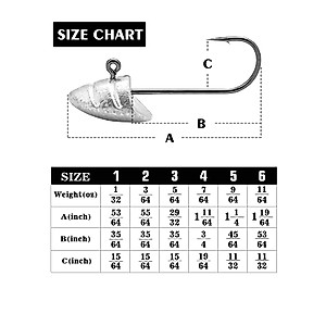 AMYSPORTS Freshwater Sharp Jig Head Hook Saltwater Tackle Jigs Hooks Fishing Bass Trout Jig Head Hook 25pcs 3/64oz