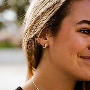 Initial Stud Earrings for Women - J Stud Earrings for Women Trendy - Gold Plated Dainty Letter Earrings Hypoallergenic Rose Gold Earrings