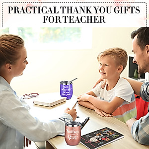 Didaey 48 Pcs Teacher Appreciation Gift Bulk Thank You Teacher Gift for Women 12 oz Wine Tumbler Coffee Mug with Straw Lid Mini Notepad Keychain for Teacher Appreciation Retirement Gifts(Multicolor)