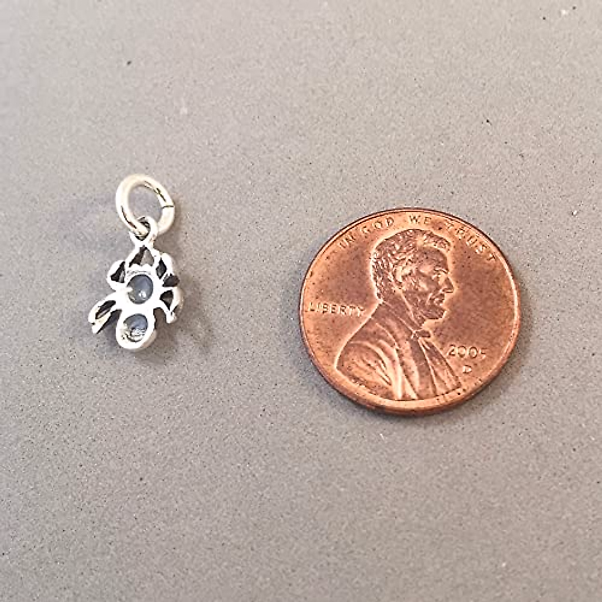 SPIDER .925 Sterling Silver 3-D Charm Pendant Garden Insect Bug Small Scary Halloween New IN10