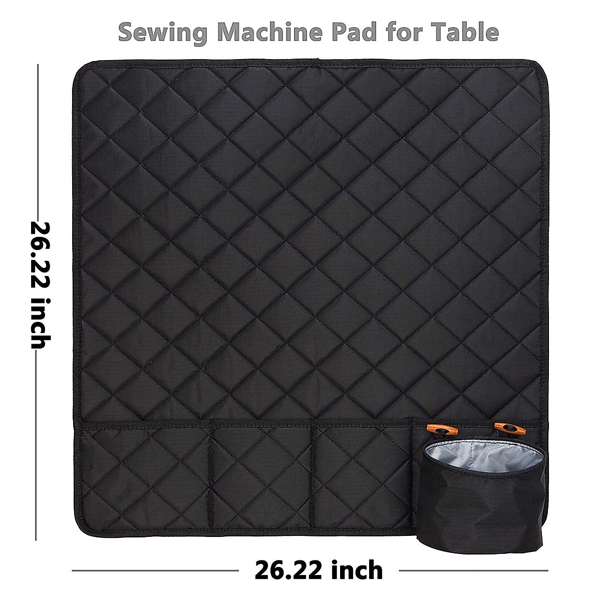 Garende Sewing Machine Mat with Storage Pockets Water-Resistant Sewing Machine Tools Organizer for Table Sewing Machine Pad (Black)