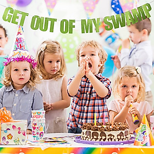 Get Out of My Swamp Banner Green Glitter Birthday Party Decorations Housewarming Party Decor Supplies for Shrek