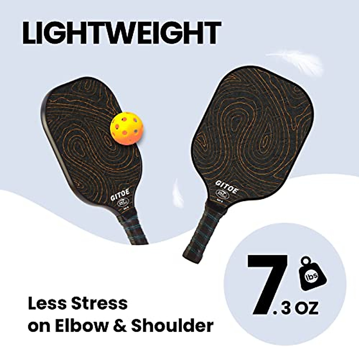 GITOE Pickleball Paddles, Set of 2 Rackets & 4 Pickle Balls Great Control Lightweight Graphite Raquettes with 2 Retriever, USAPA Approved Carbon Fiber Pickelball Gifts for Women Men Kids