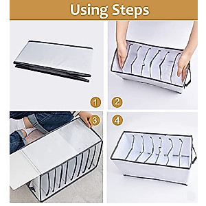 YUXES Dividers Drawer Organizer for Clothing Closet Shelf Wardrobe Clothes Organizer for Folded Clothes Jeans Pants Shirts Storage Bin Container for Bedroom Washable Collapsible
