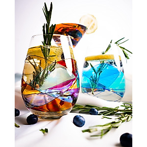 Antoni Barcelona Stemless Wine Glasses 21Oz Hand Painted Mouth Blown Sagrada Familia Gaudi Style Unique Gifts Ideas Authentic Sold Since 2016 Set 2 Original Stainned Crystal Art Lovers