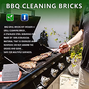 SPE HEALTH PRO Grill Stone Cleaning Block Grill Brick Cleaning Stone Grill Cleaning Brick Block BBQ Grill Cleaner Brick Pumice Stone Cleaning-4 Pack