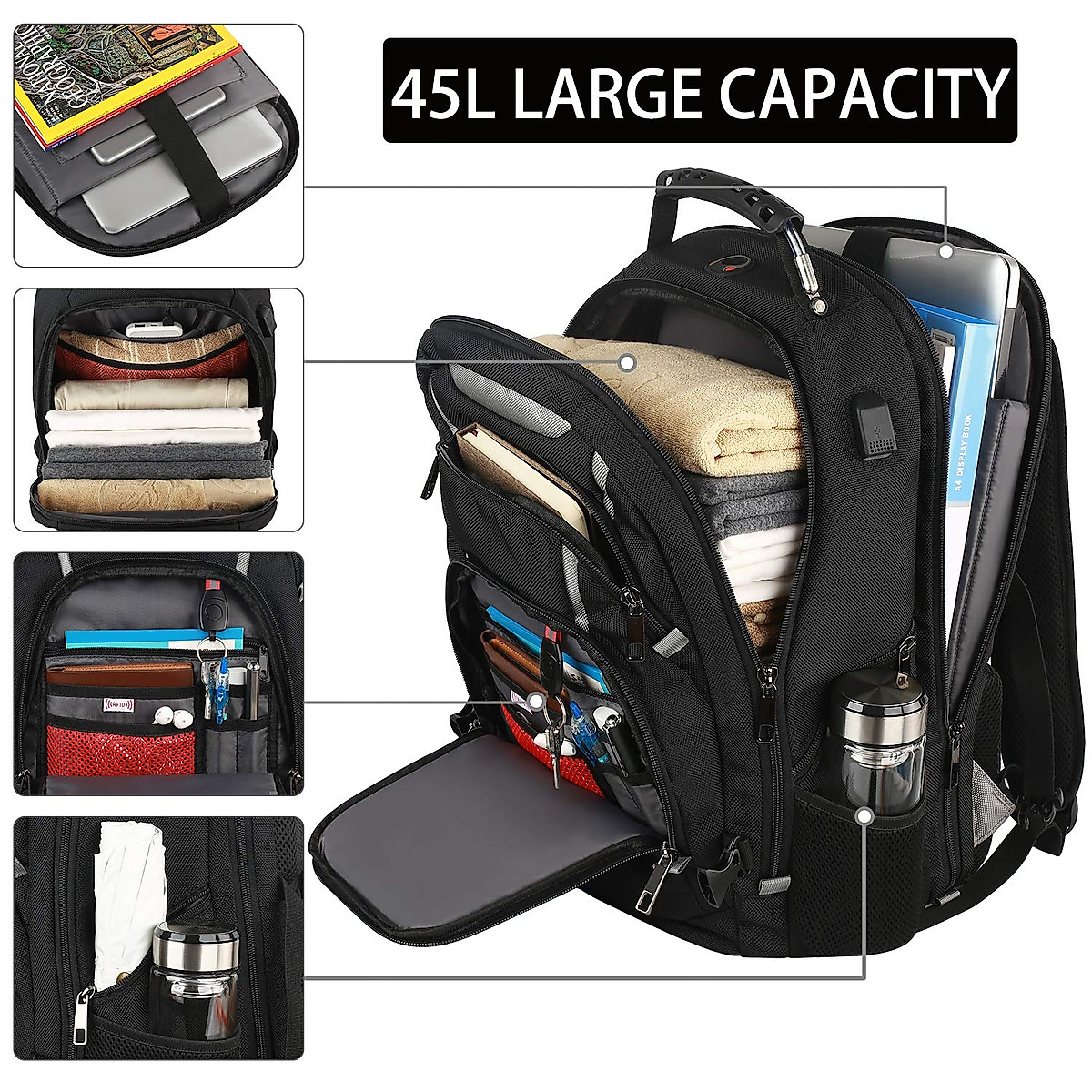 15.6 Laptop Backpack for Women, Work Backpack with USB Port RFID Anti Theft Travel Backpacks for Teacher Nurse, Cute School College Gifts Bookbag Wide Open Water Resistant Casual Daypack for Tablet