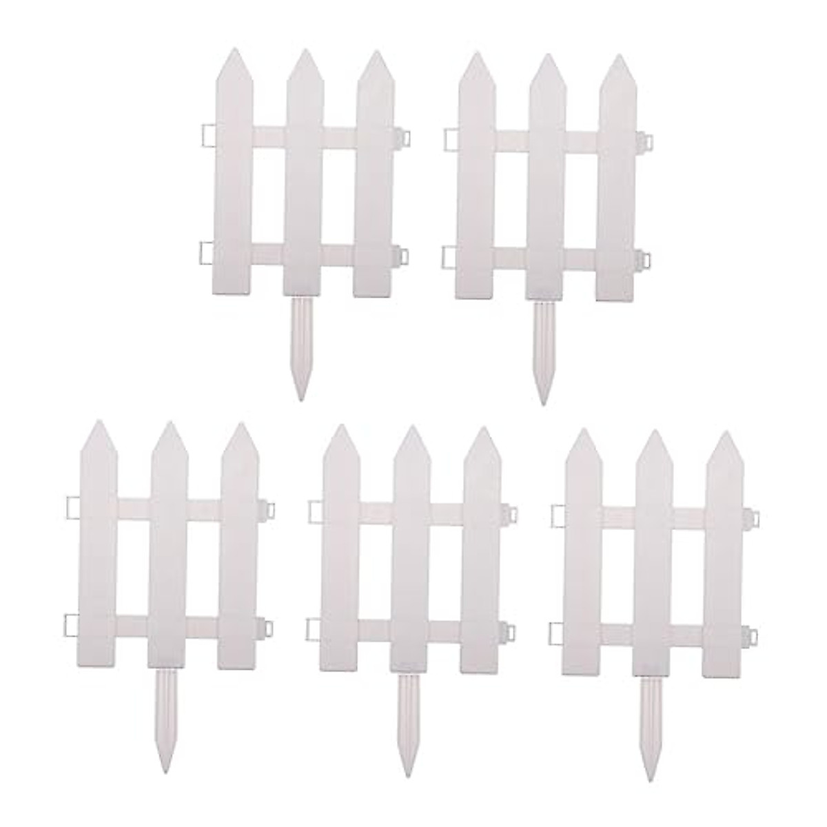 JEWEDECO 5 Sets The Fence Courtyard Fence Picket Fence Fencing No Dig Fence Garden Fence Panel Garden Edging Wood Decorative Fence Panels Picket Garden Fence Fold Plastic Small Fence White