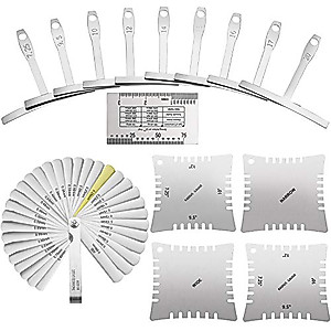 15 Pieces Guitar Luthier Tools Set Including Guitar Radius Gauge, String Action Ruler Gauge, 32 Blades Feeler Gauge, Guitar Notched Radius Gauges for Guitar and Bass Setup