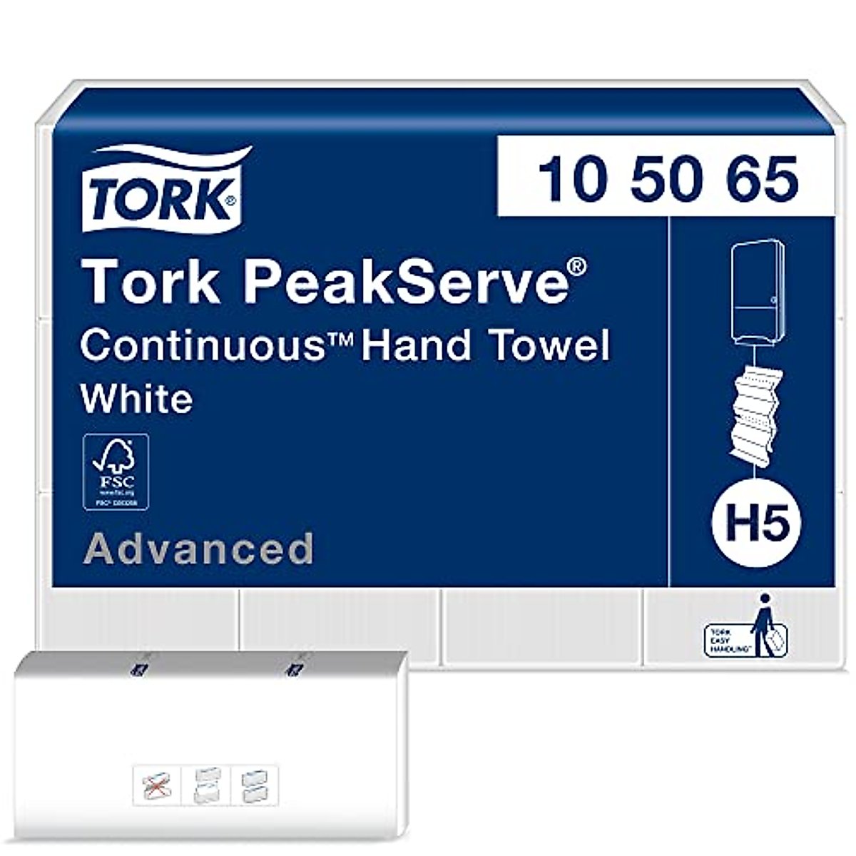 Tork PeakServe Continuous Hand Towel White H5, Advanced, Compressed, 12 x 410 sheets, 105065