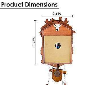 CLEVER GARDEN Large Wooden Traditional Cuckoo Clock House with Squirrels & Pendulum | Home & Kitchen Décor | Wall Clock Decoration | Bird Cuckoos on The Hour | Wood
