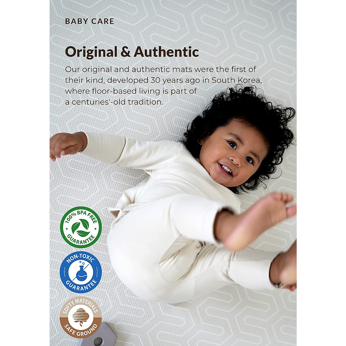 Baby Care Play Mat (Medium, Hygge - Bloom & Entry) 73’’ x 49’’ Original One-Piece Reversible Rollable Waterproof Play Mat for Infants, Babies, Toddler, and Kids