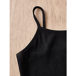 Floerns Girls 3 Piece Outfits Bell Bottom Outfit Cami Top and Flare Pants Set with Plaid Print Shirt Black and White 10Y