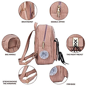 RUIQIA Mini Backpack Purse for Girls Pink Small Travel Backpack for Women School Backpacks for Teen Girls Waterproof Backpack Set PU Leather Backpack for Women Shoulder Bags Ladies