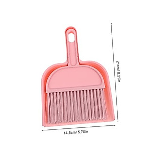 Mobestech 1 Set Mini Table Broom Broomstick Hand Held Broom Mini Broom Small Broom Dust Pan Brush Broom with Dustpan Broom and Dustpan Classroom Cleaning Supplies Handheld Broom Pink Plastic