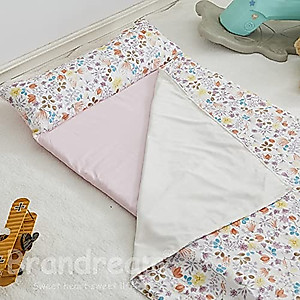 Brandream Toddler Nap Mat Set Girls Farmhouse Sleeping Bag with Pillow American Country Baby Kids Nap Mat Set with Soft Blanket Pink Flower Print,100% Cotton
