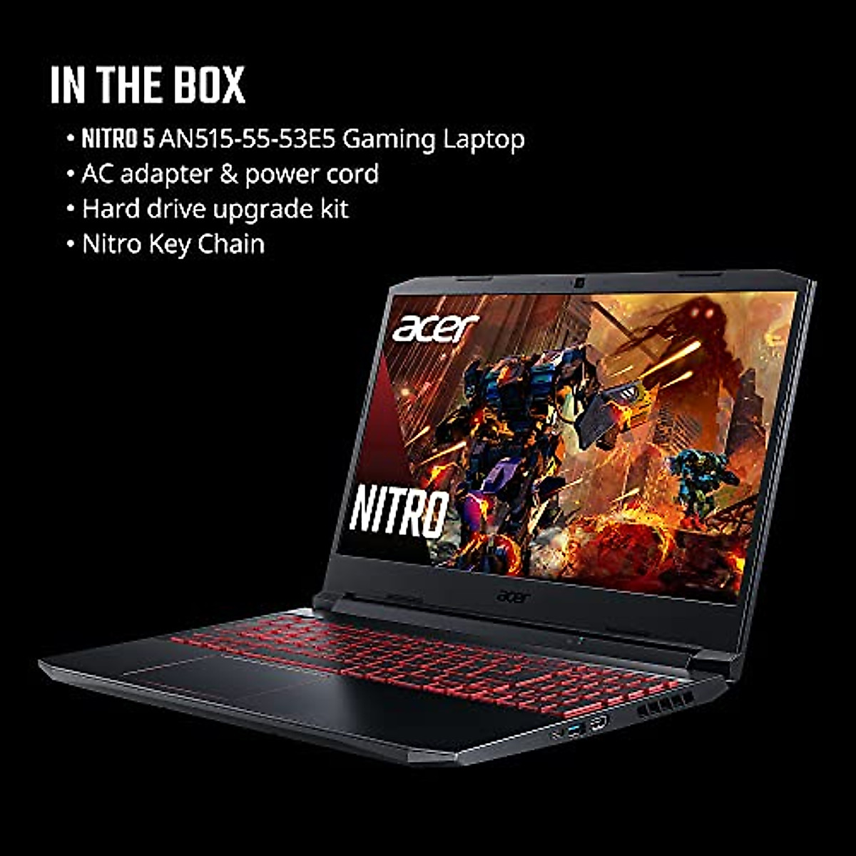 Acer Nitro 5 AN515-55-53E5 Gaming Laptop | Intel Core i5-10300H | NVIDIA GeForce RTX 3050 GPU | 15.6" FHD 144Hz IPS Display | 8GB DDR4 | 256GB NVMe SSD | Intel Wi-Fi 6 | Backlit Keyboard