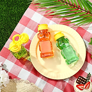 48 Pieces 6 oz Plastic Bear Honey Bottle Honey Squeeze Bottle with Flip Top Lid Clear Honey Containers Honey Bear Cup Honey Bear Jars Bear Juice Bottle Drinking Cup for Storing and Dispensing