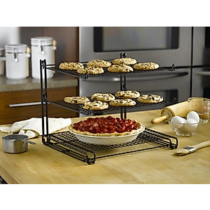 Nifty 3-Tier Cooling Rack – Non-Stick Coating, Wire Mesh Design, Dishwasher Safe, Collapsible Kitchen Countertop Organizer, Use for Baking Cookies, Cakes, Pies