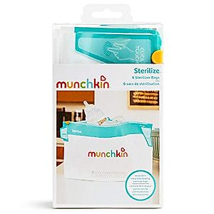 Munchkin Latch Microwave Sterilize Bags, 180 Uses, 6 Pack, Eliminates up to 99.9% of Common Bacteria , White, Small (8" x 11")