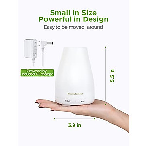 InnoGear Essential Oil Diffuser, Upgraded Diffusers for Essential Oils Aromatherapy Diffuser Cool Mist Humidifier with 7 Colors Lights 2 Mist Mode Waterless Auto Off for Home Office Room, Basic White