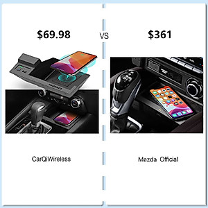 CarQiWireless Wireless Car Charger for Mazda CX5 2017-2024 2023 Accessories, Wireless Phone Charging Pad for CX-5 2018 2019 2020 2021 2022