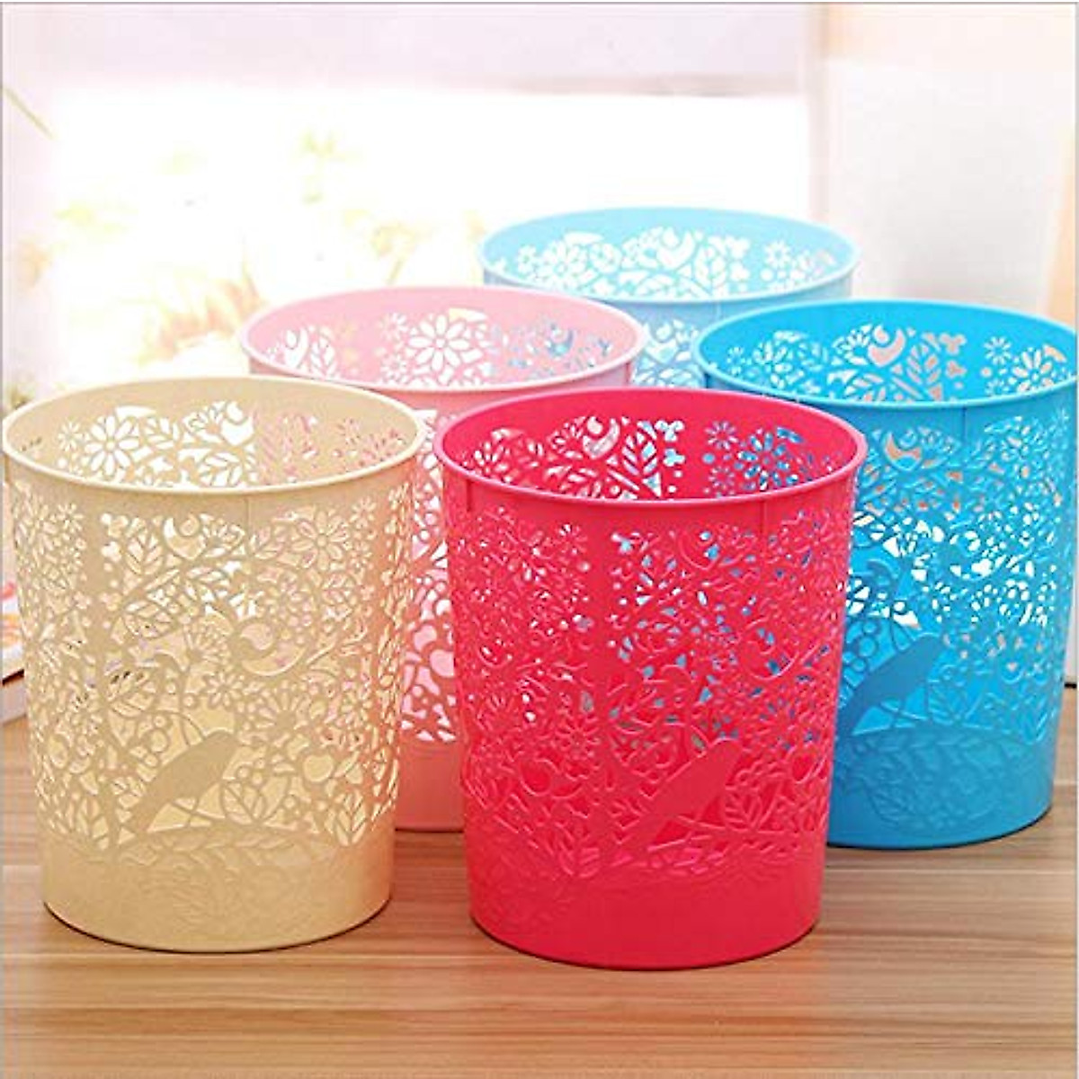 Daliuing Garbage Bin Hollow Trash can Swing Waste Basket for Kitchens, Home Offices, Kids Rooms