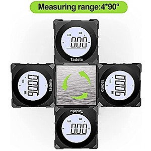 Digital Angle Finder, Tadeto Digital Level Inclinometer Protractor Laser Level 3 in 1 Magnetic IP54 Waterproof Angle Gauge with Large LCD Screen Backlight Type-C Fast Charging