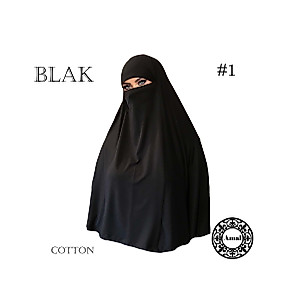 AMAL Niqab Muslim Nikab Women Burka Overhead Jilbab Long Hijab Abaya Khimar (Black)
