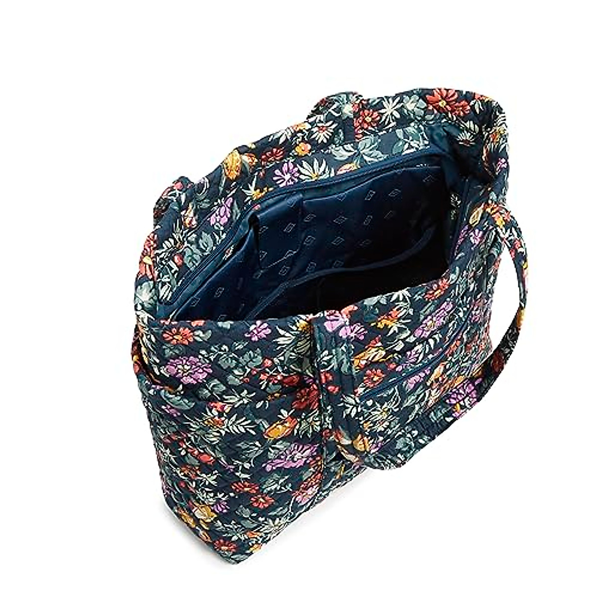 Vera Bradley Women's Cotton Deluxe Vera Tote Bag, Fresh-Cut Floral Green, One Size