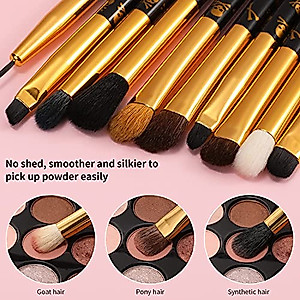 Docolor Eye Makeup Brushes 10Pcs Skull Printed Eyeshadow Makeup Brush Set Blending Concealer Eyebrow Eye Liners Premium Synthetic Eyeshadow Crease Brow Brush