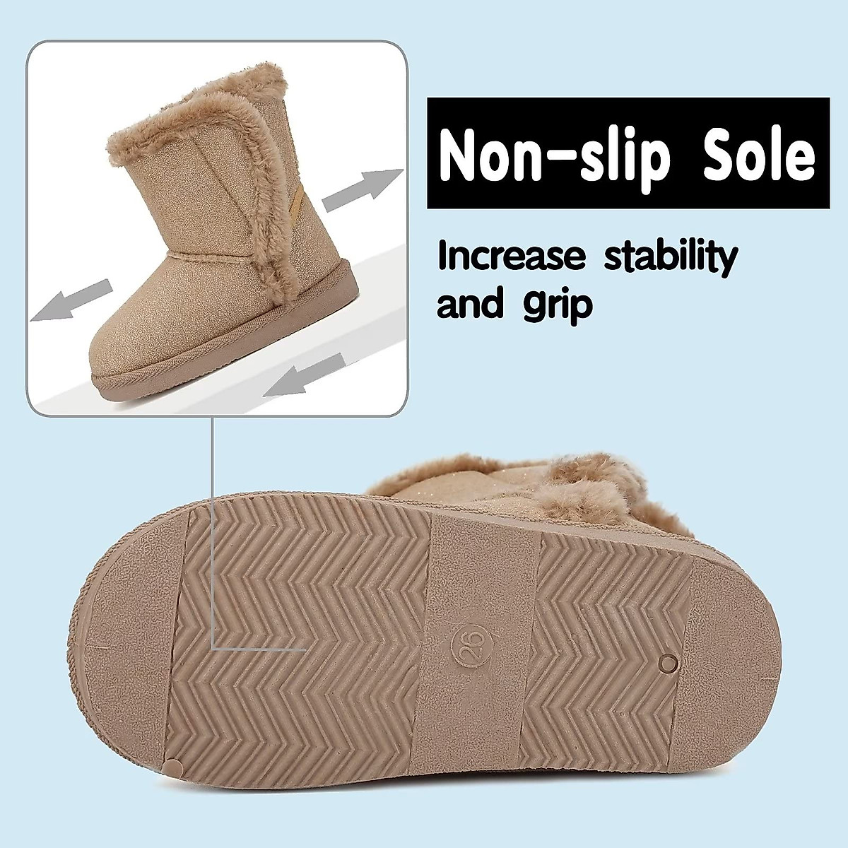 CIOR Toddler Snow Boots for Girls Boys Winter Warm Kids Boots Outdoor Shoes U121ELTX01-T.Khaki-21