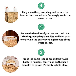 AppliaFit Wicker Trash Can - Fits Grocery Shopping Bags - Waste Basket for Reusing Grocery Shopping Bags (2-Pack)