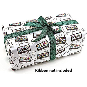 Stesha Party 80s 90s Cassette Tape Gift Wrapping Paper - Folded Flat 30 x 20 Inch (3 Sheets)