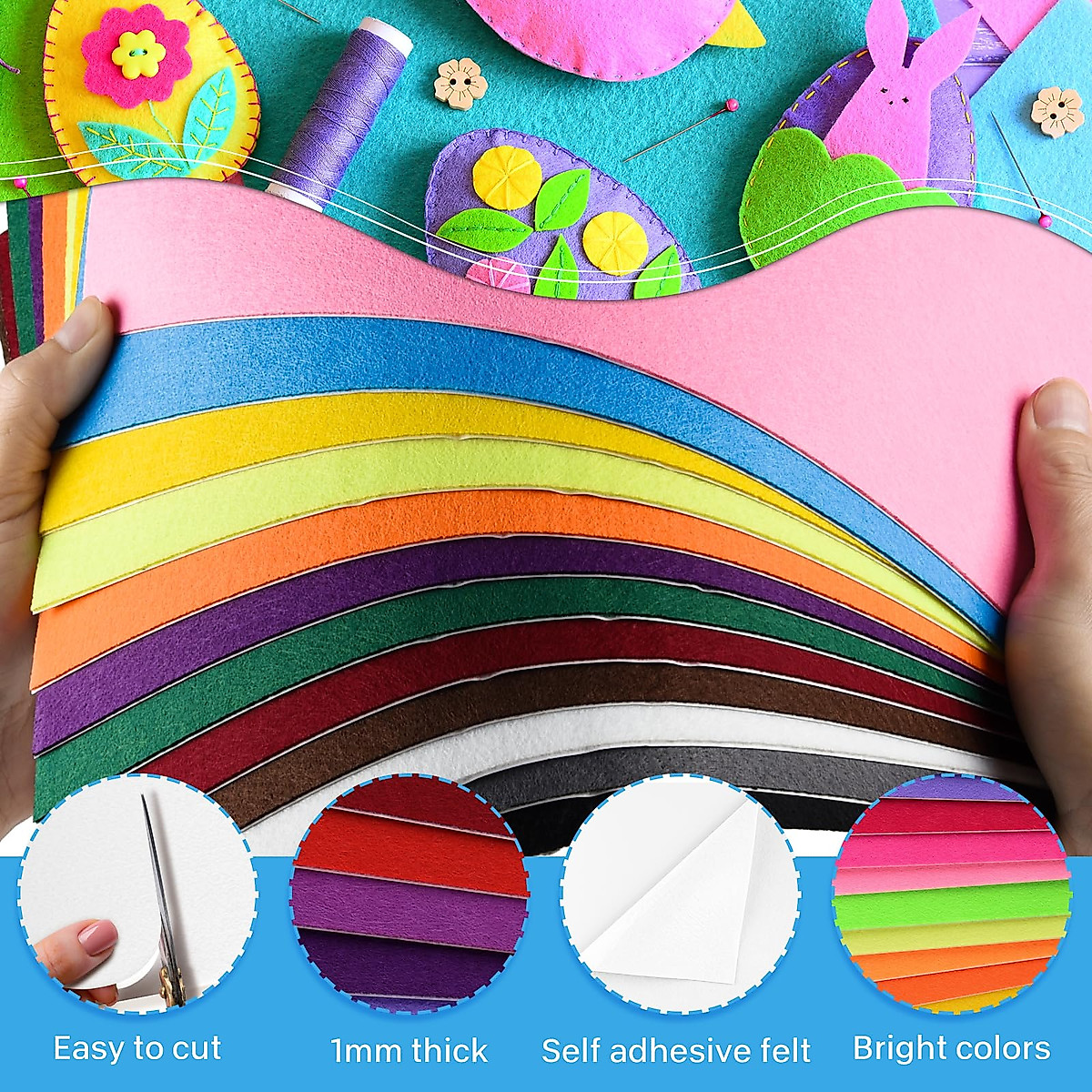 Morcheiong 12 Pcs Self Adhesive Felt Sheet Soft Felt Sheets with Adhesive Backing for Art Project and Sewing DIY Craft(11.8"x7.9"/30x20cm)- White