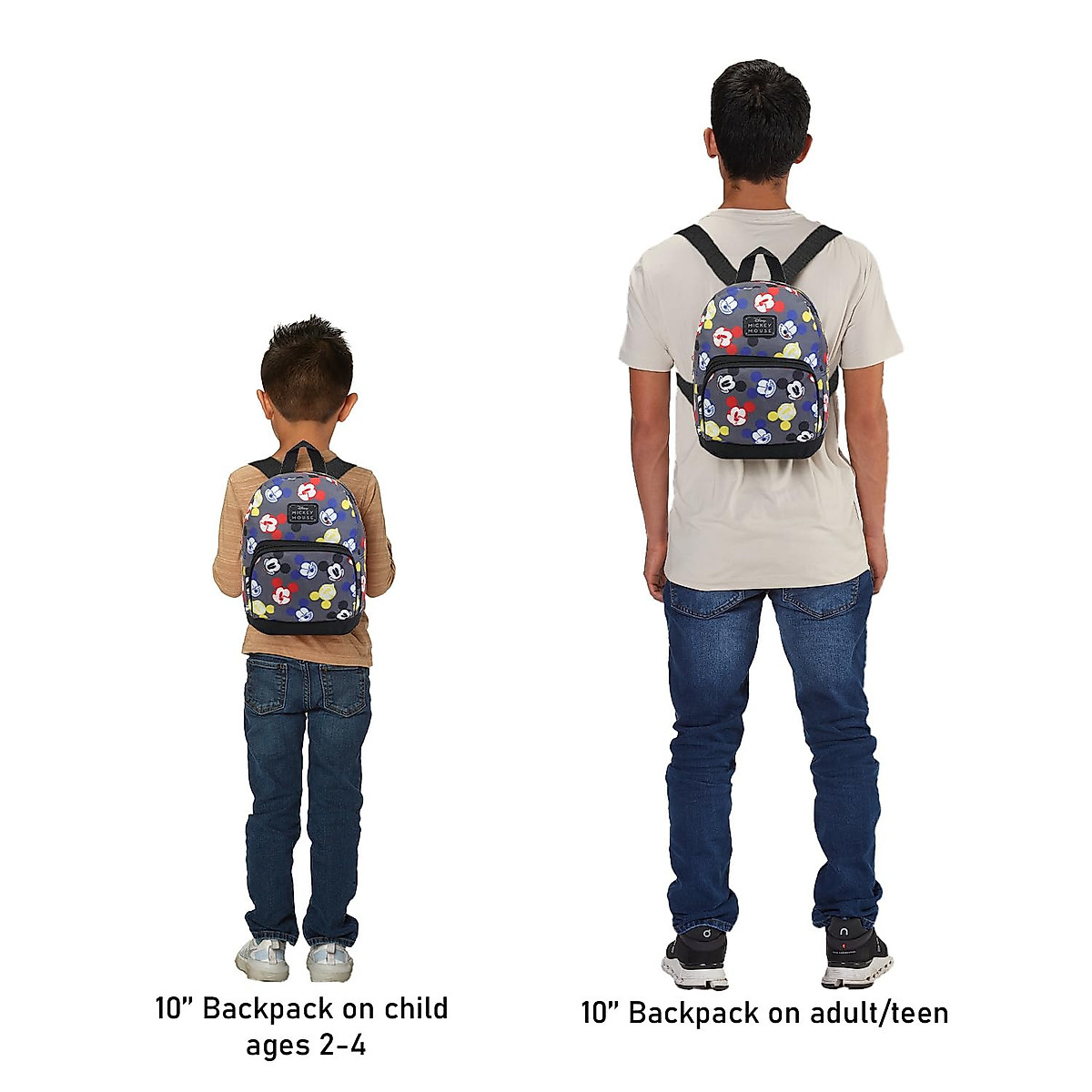 Fast Forward New York Disney Mickey Mouse Preschool Backpack for Kids, Toddlers ~ 5 Pc School Supplies Bundle with Canvas 10 inch Mini Backpack, 300 Stickers, Pens, and More